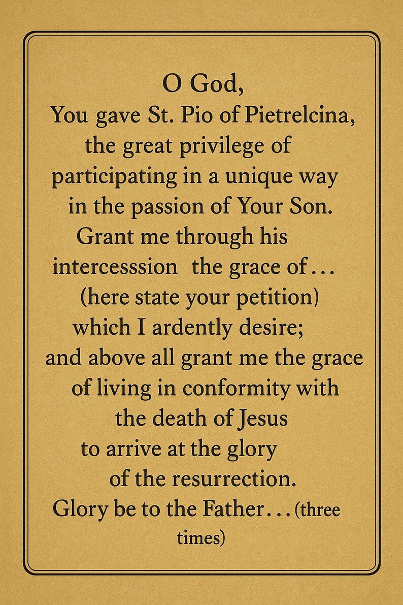 St. Padre Pio Prayer Card | Catholic Healing and Confession | Digital ...