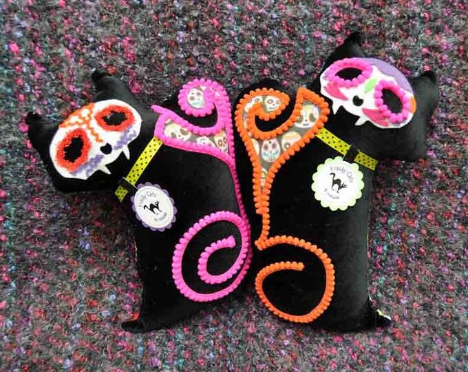 Calavera Catrina Day of the Dead Cat Plushie Orange Trim - Etsy