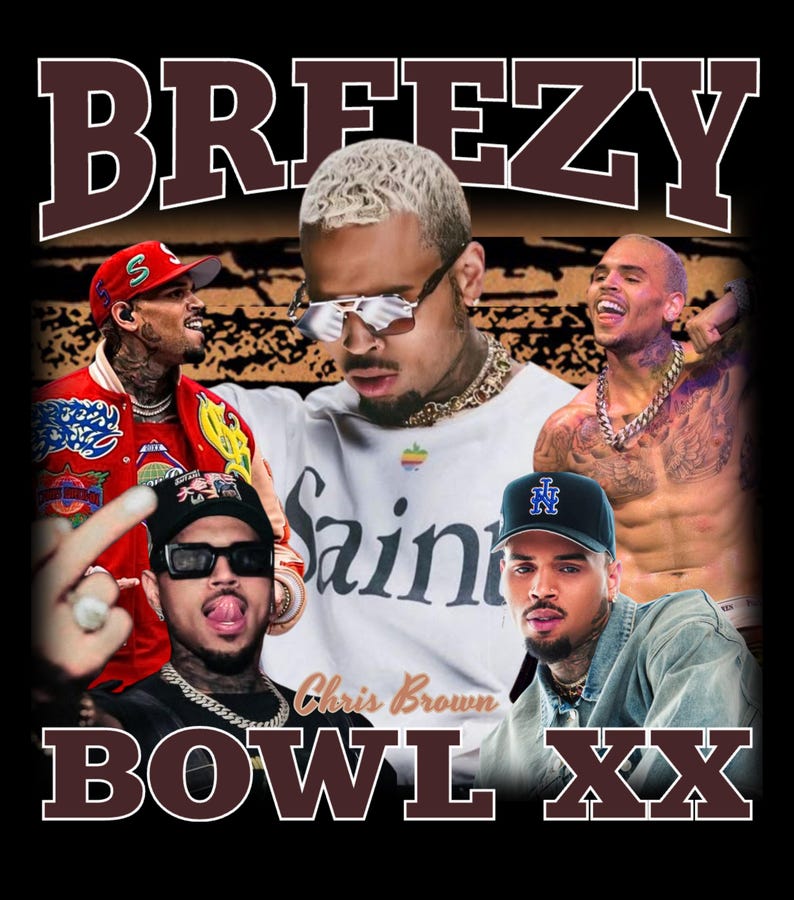 Chris Brown Breezy Bowl XX Tour 2025 Tshirt PNG Design, Bootleg Tee ...