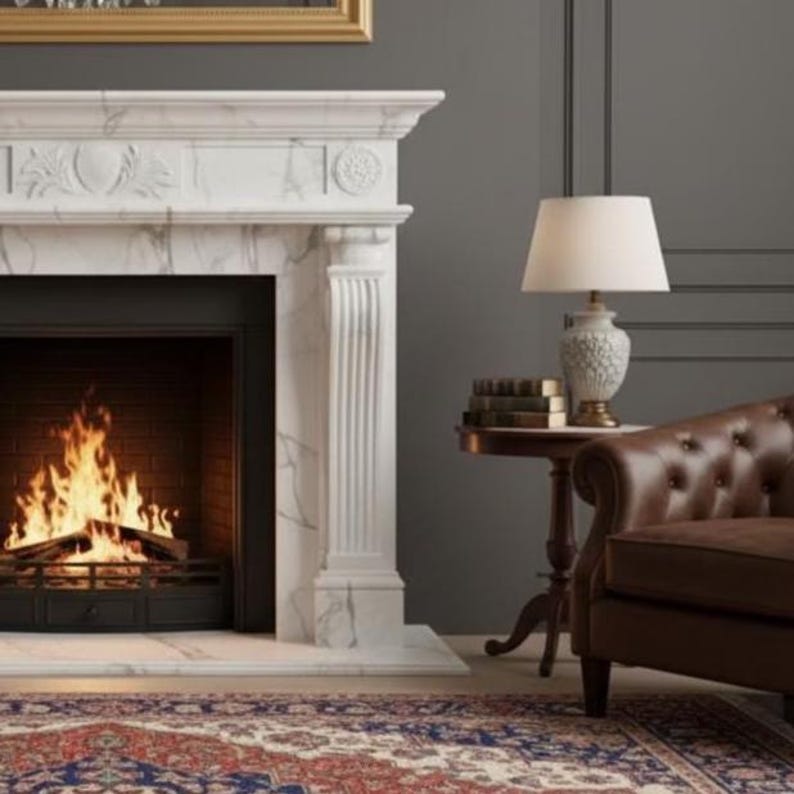 Luxury Carrara White Marble Fireplace Mantel Surround| Classic Fluted ...