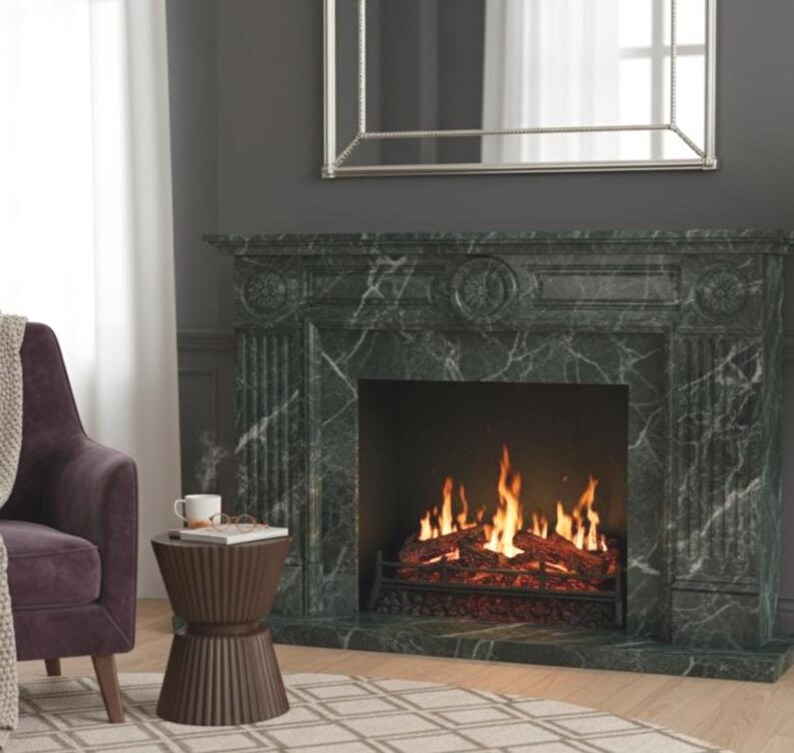 Luxury Green Marble Fireplace Mantel Surround | Verde Alpi Marble Fire ...