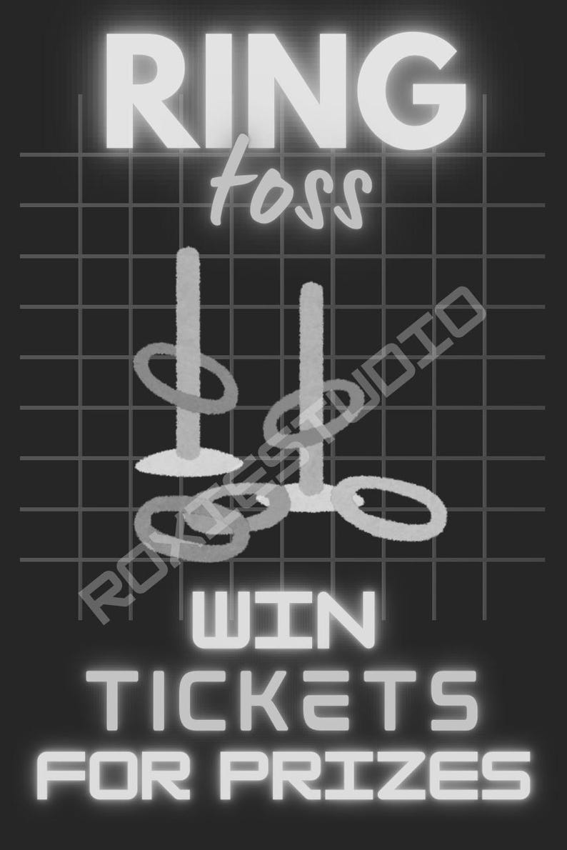 Ring Toss Poster Digital Template, Carnival Game Sign, Arcade Themed ...
