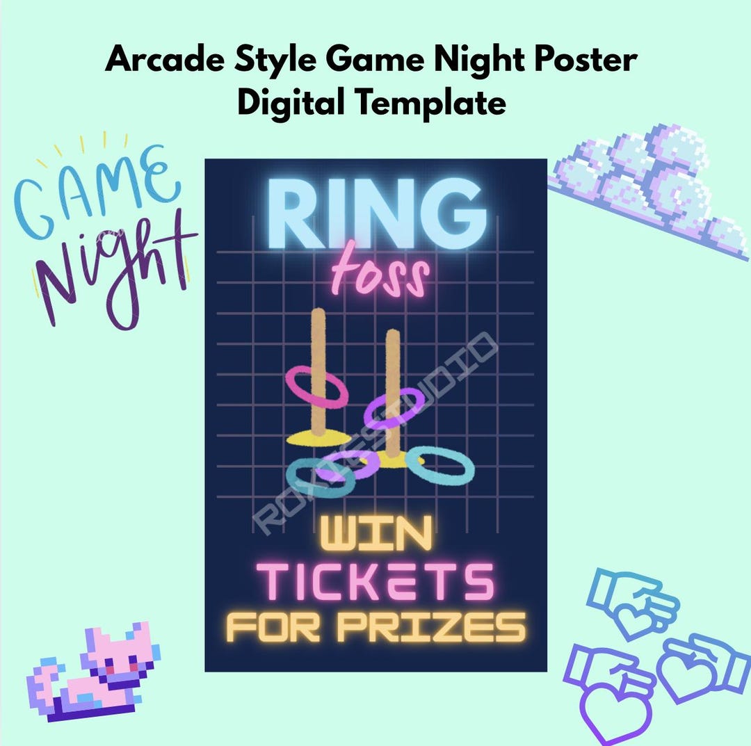 Ring Toss Poster Digital Template, Carnival Game Sign, Arcade Themed ...