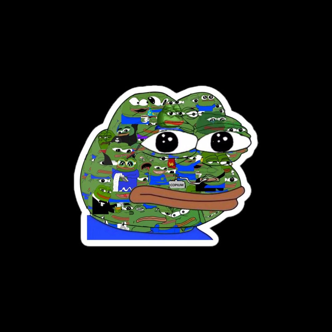 Pepe the Sticker Head Collagea – Meme Art Vinyl Decal – Water Resistant ...
