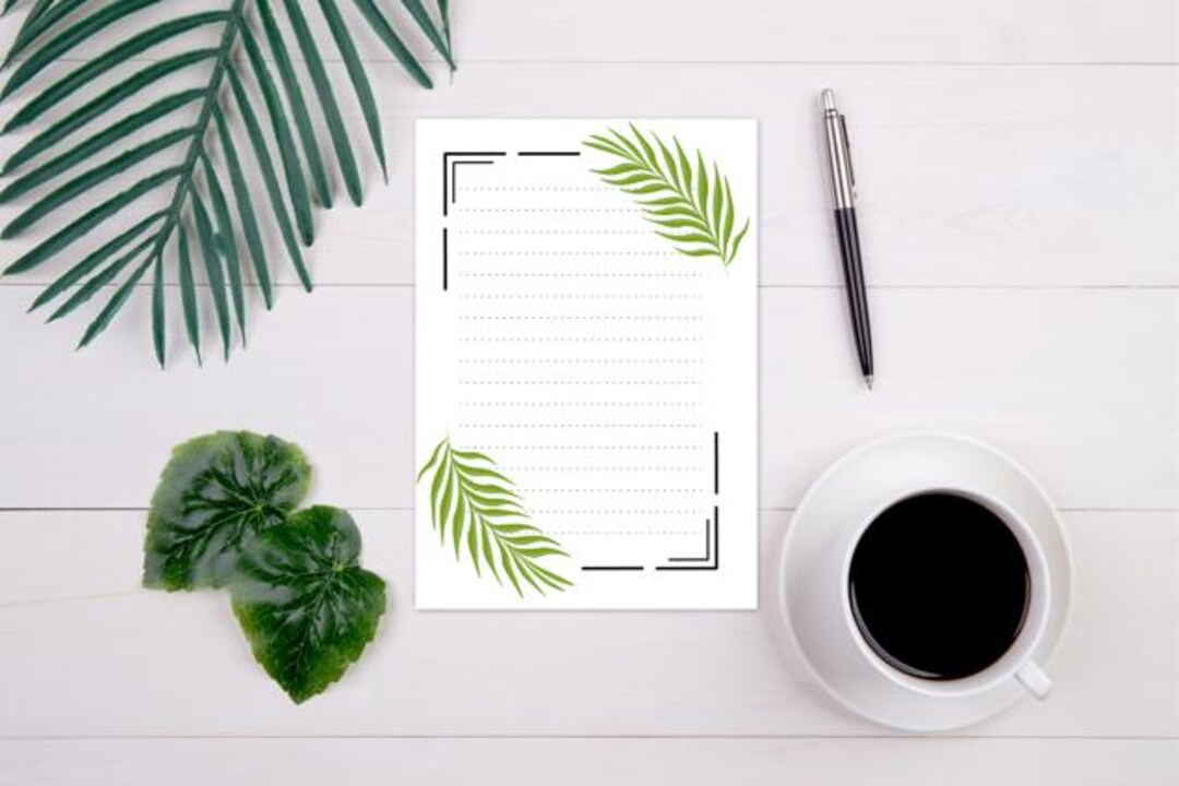 Tropical Palm Leaf Stationery: Printable Writing Paper (PDF Download A4 ...