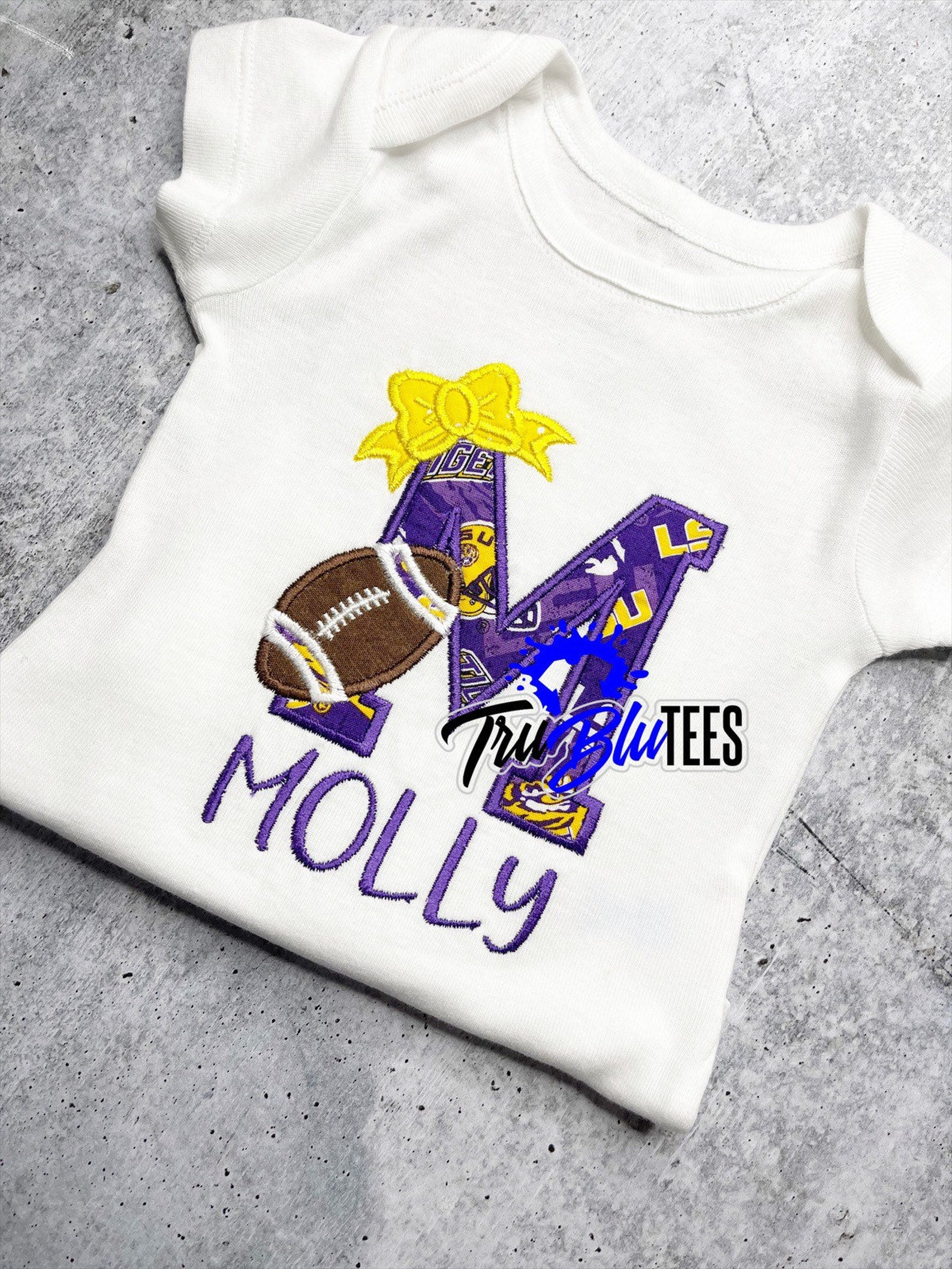 LSU W/ Initial Shirt for Girls | Daddy's Football Girl | Girls Football ...