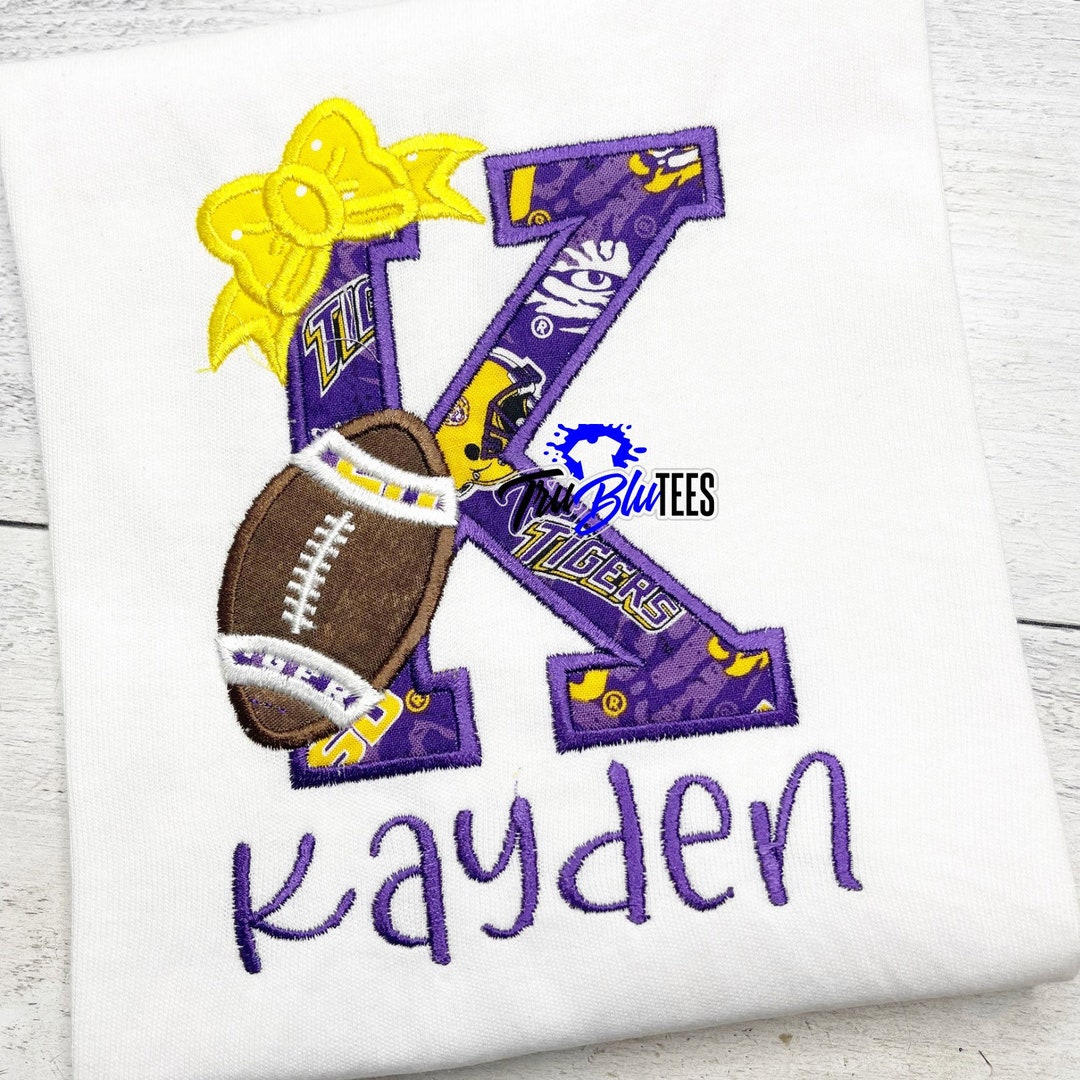 LSU W/ Initial Shirt for Girls | Daddy's Football Girl | Girls Football ...