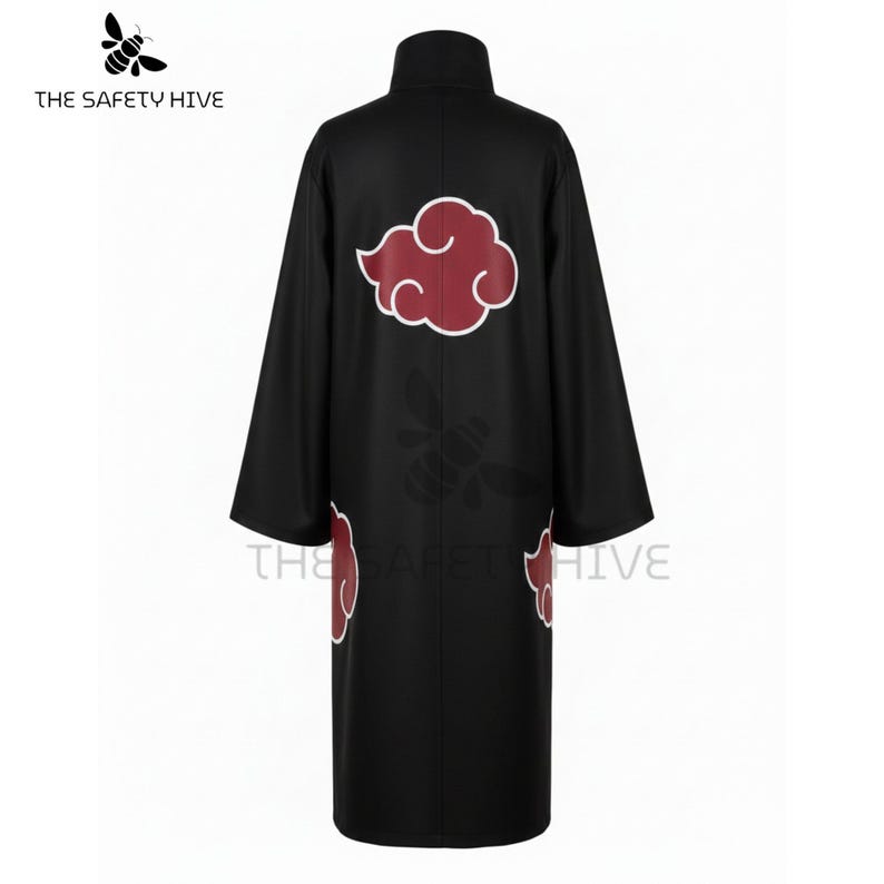 Anime Inspired Akatsuki Long Coat Black Red Cloud Cosplay Cloak ...