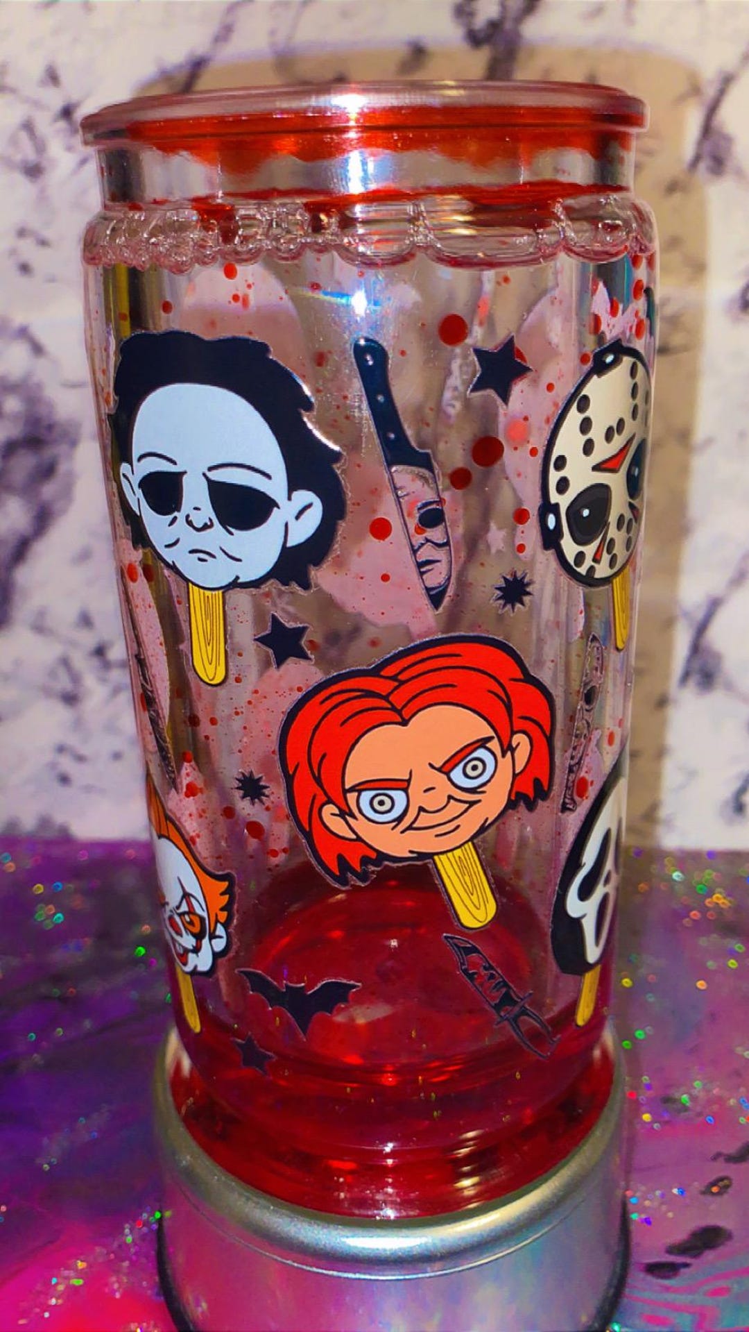Iconic Horror Character Popsicles Snowglobe Tumbler Cup 16oz Acrylic - Etsy