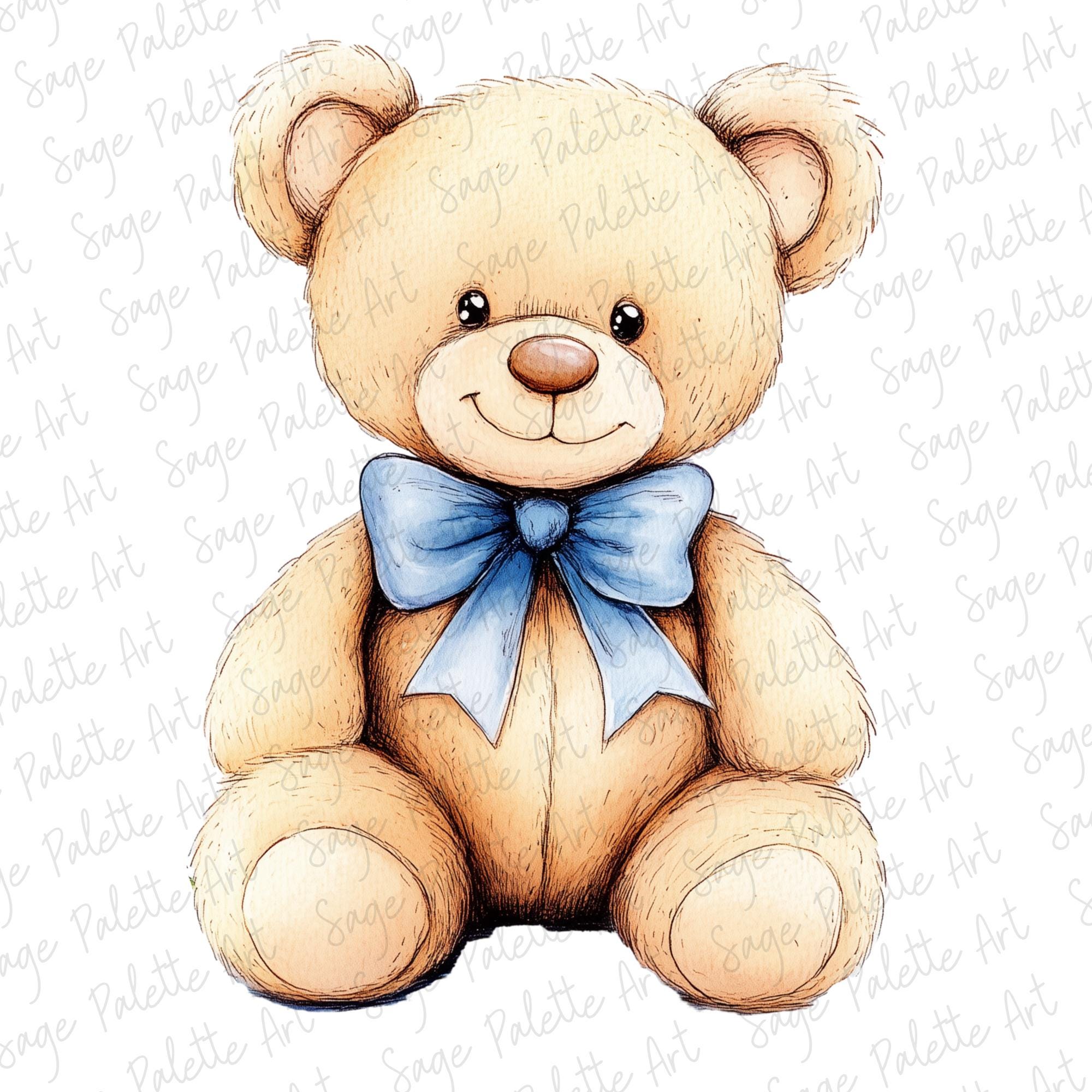 Blue Baby Shower Bears | Watercolor Pngs | Nursery Clipart | 300 DPI ...
