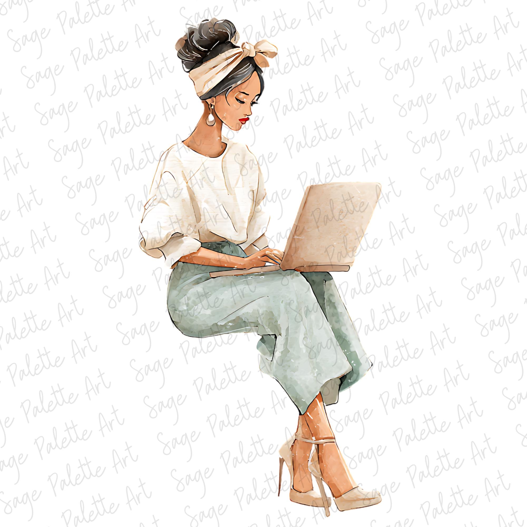 Black Woman Clipart Bundle: Watercolor Pngs for DIY Designs | Digital ...