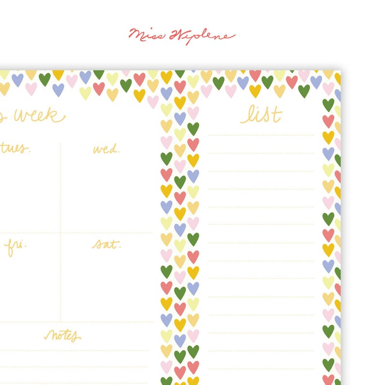 Katherine Heart Weekly Planner Notepad: 8.5x11 To-do List - Etsy
