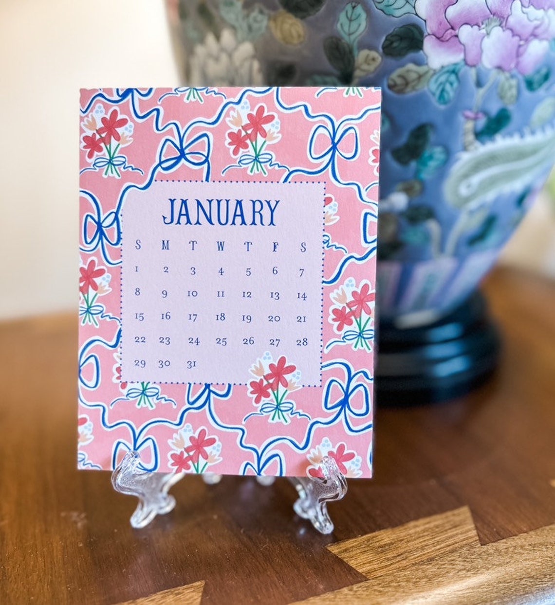 2026 Desktop Calendar: Grandmillennial Floral Design With Stand - Etsy