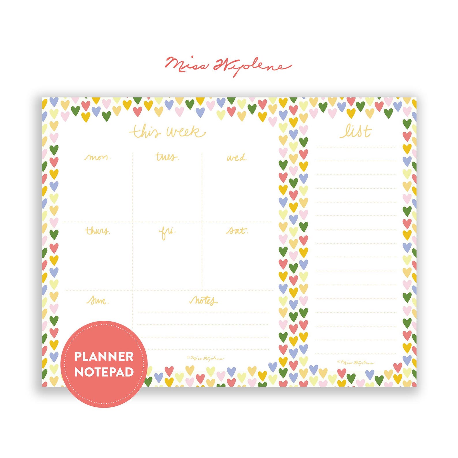 Katherine Heart Weekly Planner Notepad: 8.5x11 To-do List - Etsy