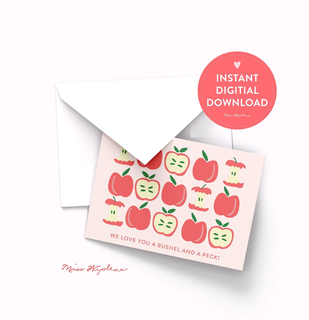 Apple Teacher Thank You Card: Printable End of Year Gift (digital ...