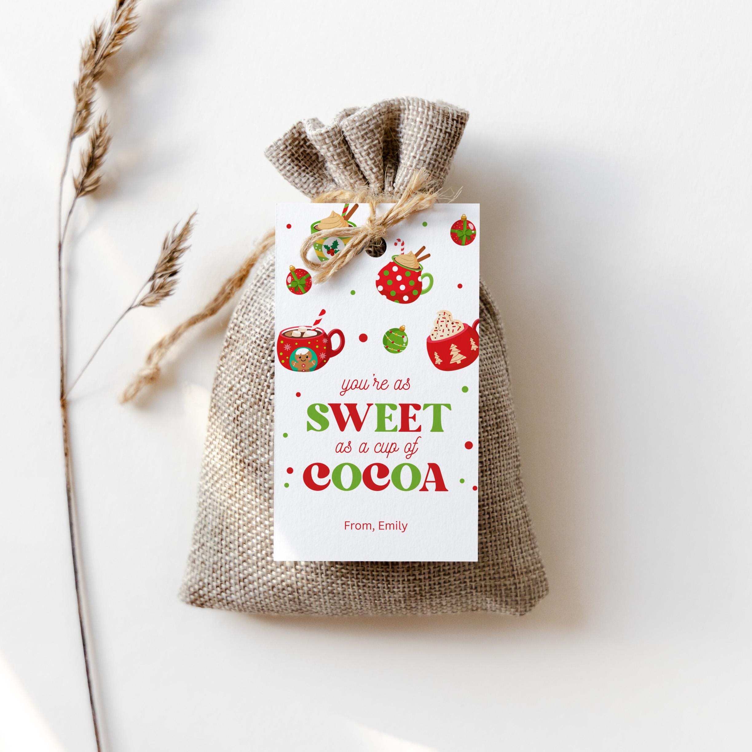 Hot Cocoa Christmas Gift Tag, Editable Template - Etsy