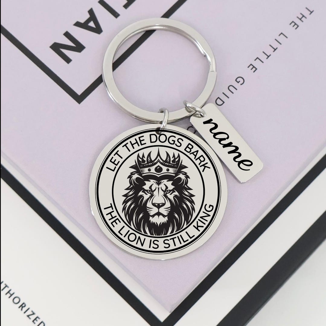 Custom Crowned Lion Keychain – Bold Masculine Gift – Engraved Stainless ...