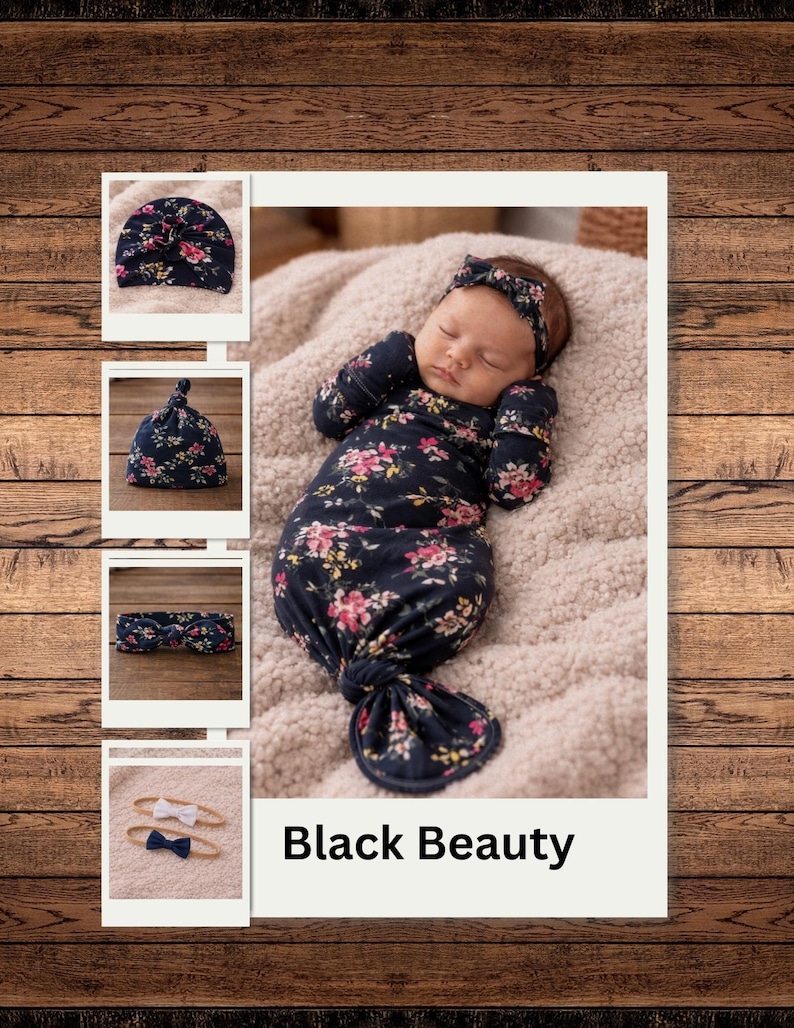 Floral Knotted Baby Gown | DBP Cotton, Convertible Mittens | Preemie ...