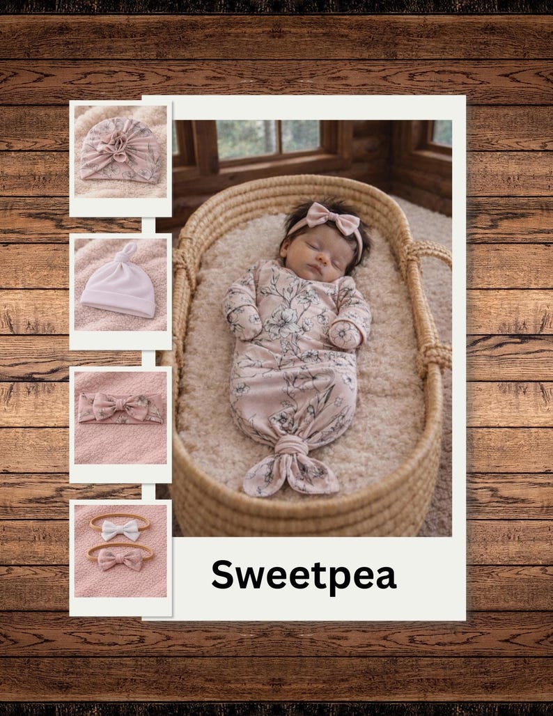 Floral Knotted Baby Gown | DBP Cotton, Convertible Mittens | Preemie ...
