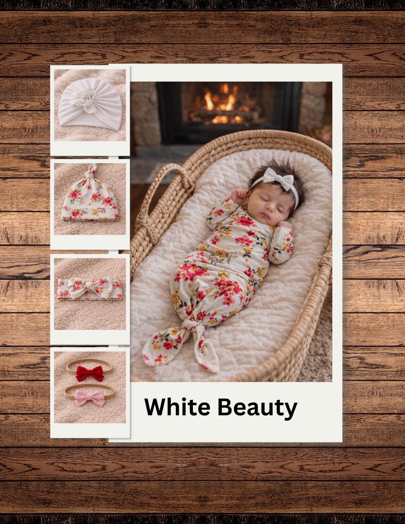 Floral Knotted Baby Gown | DBP Cotton, Convertible Mittens | Preemie ...