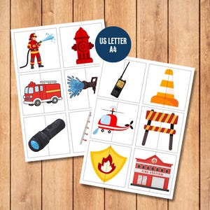 Firefighter Matching Game – Printable Learning Activity for Kids (PDF ...