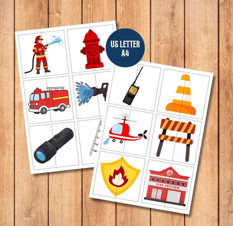 Firefighter Matching Game – Printable Learning Activity for Kids (PDF ...