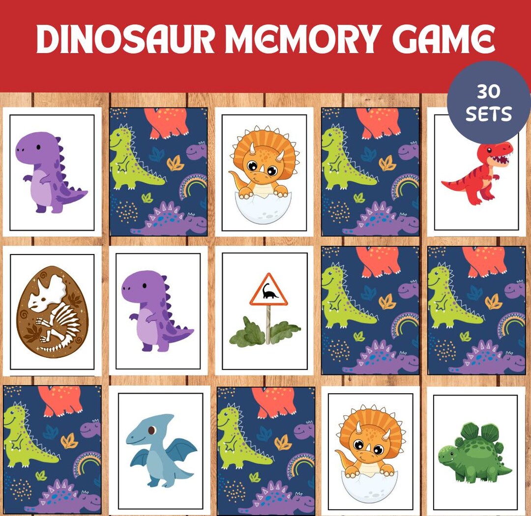 Dinosaur Memory Matching Game, Montessori Toddler Activity (PDF & JPG ...