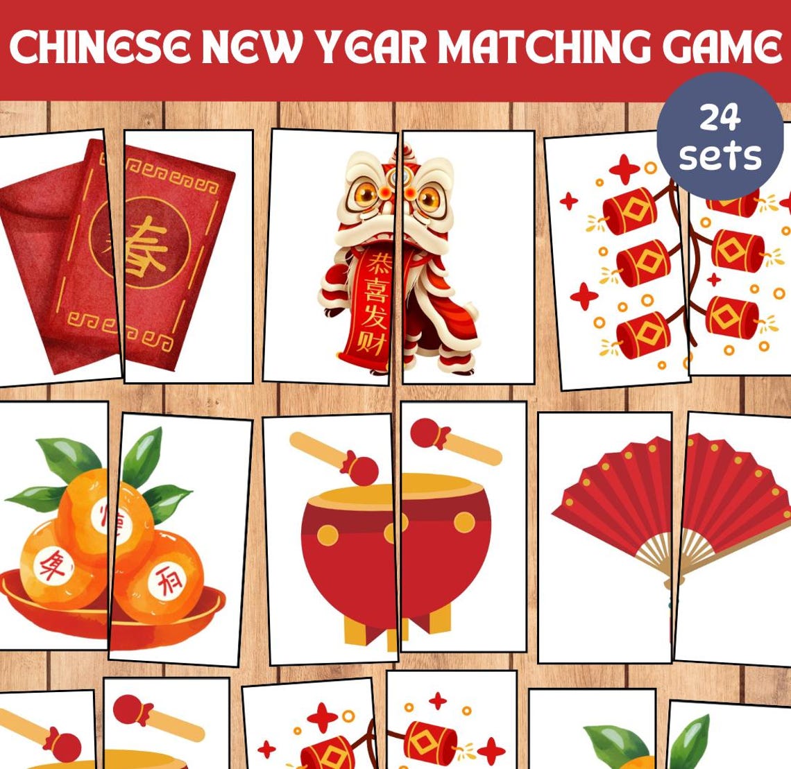 Chinese New Year Matching Game, Montessori Puzzle (PDF & JPG) - Etsy