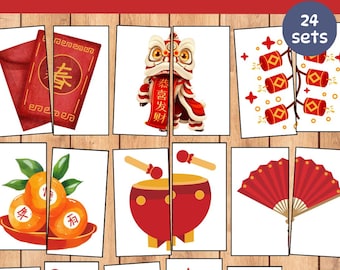 Chinese New Year Matching Game, Montessori Puzzle (PDF & JPG) - Etsy