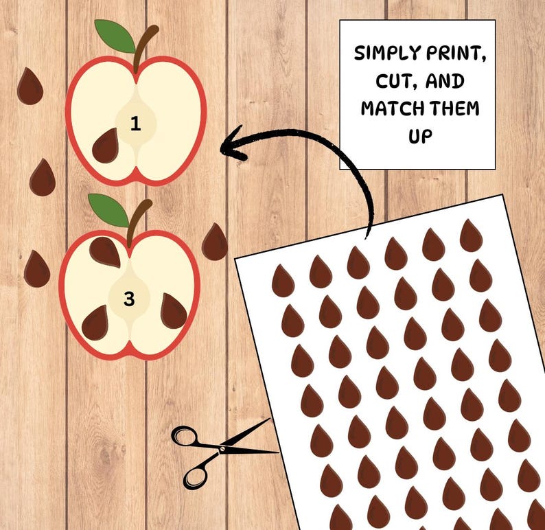 Apple Seeds Counting Game: Montessori Numbers Learning (printable PDF ...