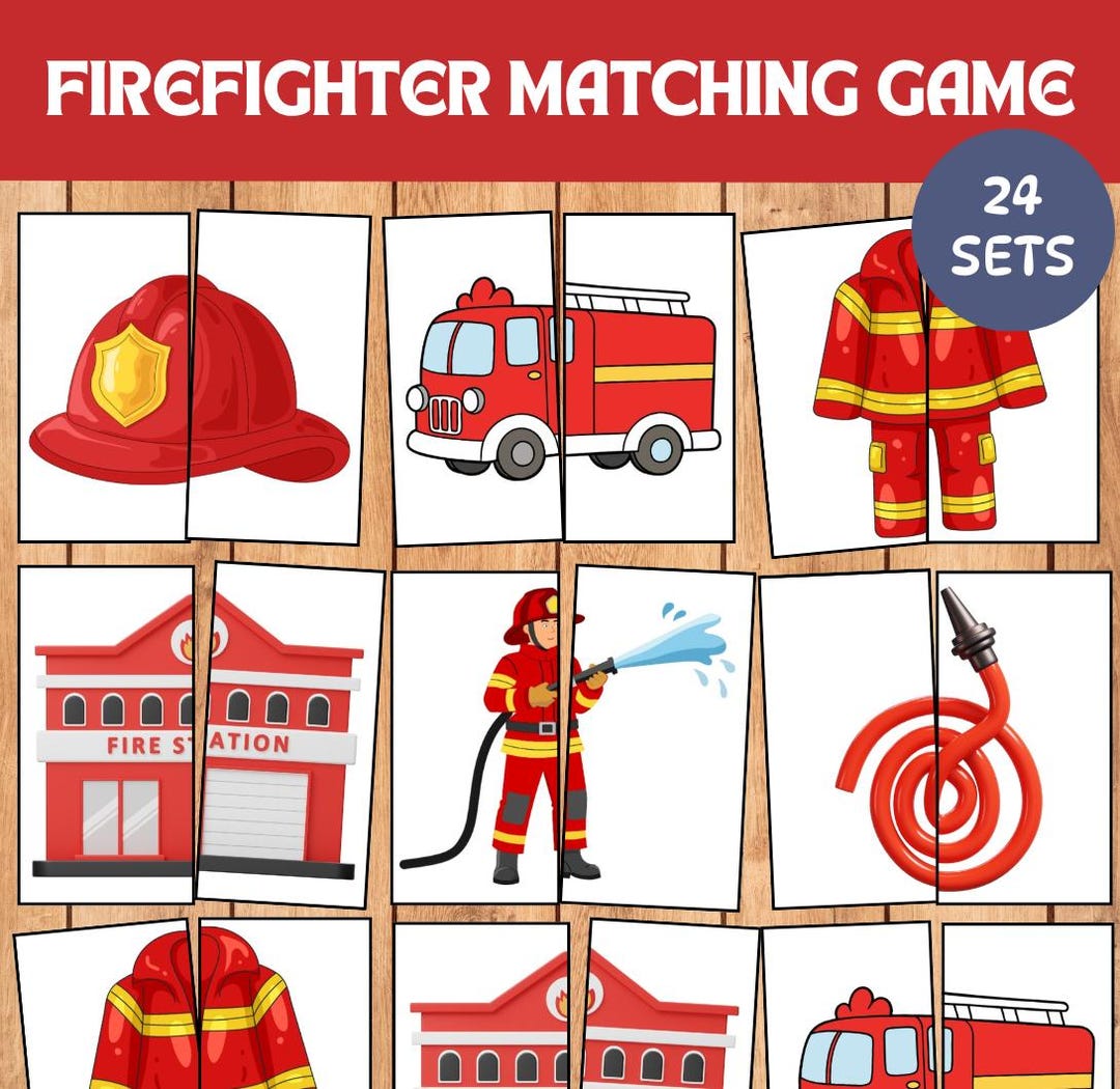 Firefighter Matching Game – Printable Learning Activity for Kids (PDF ...