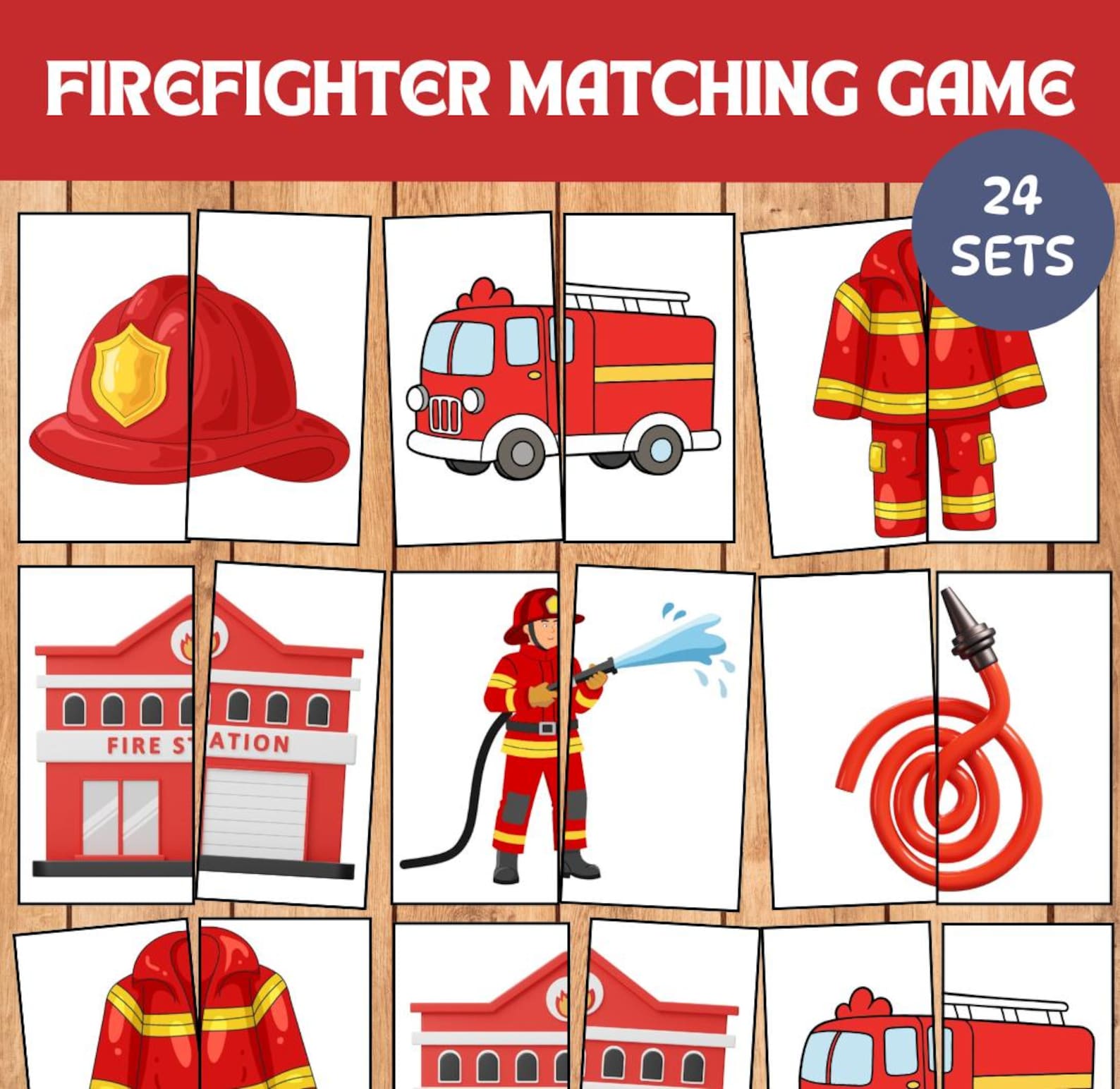 Firefighter Matching Game – Printable Learning Activity for Kids (PDF ...