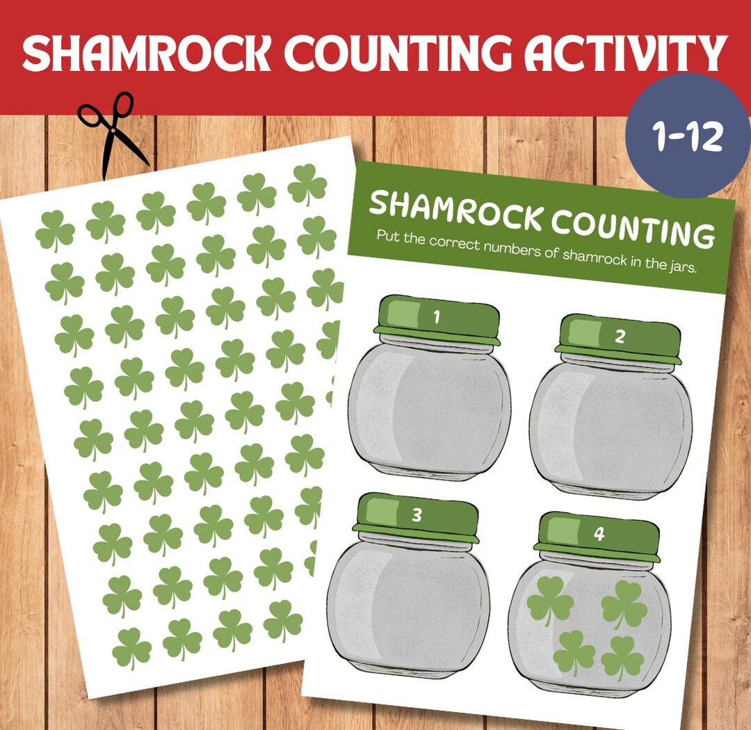 Shamrock Counting Activity, St. Patrick's Day Math Game (PDF & JPG ...