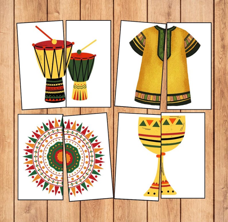 Kwanzaa Matching Game, Montessori Material, Holiday Family Games ...