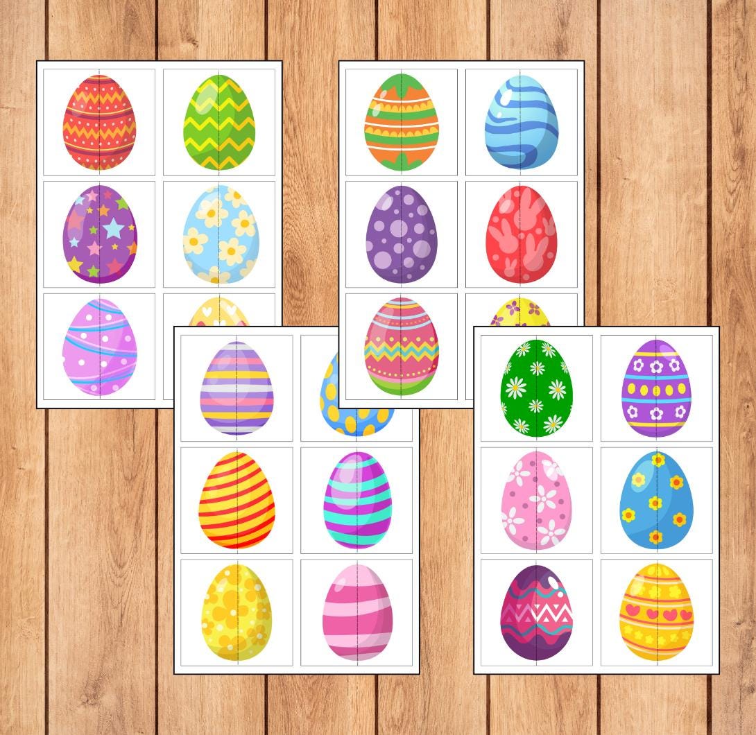 Easter Egg Matching Game, Montessori Symmetry Puzzle (PDF Pattern ...