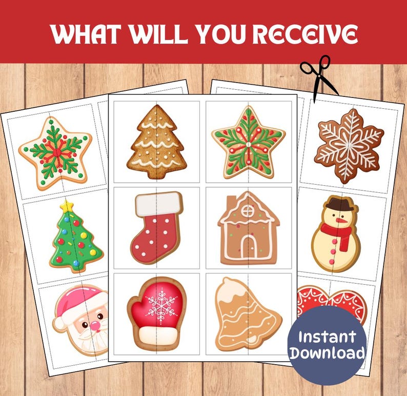 Gingerbread Matching Game, Christmas Toddler Activity (PDF) - Etsy