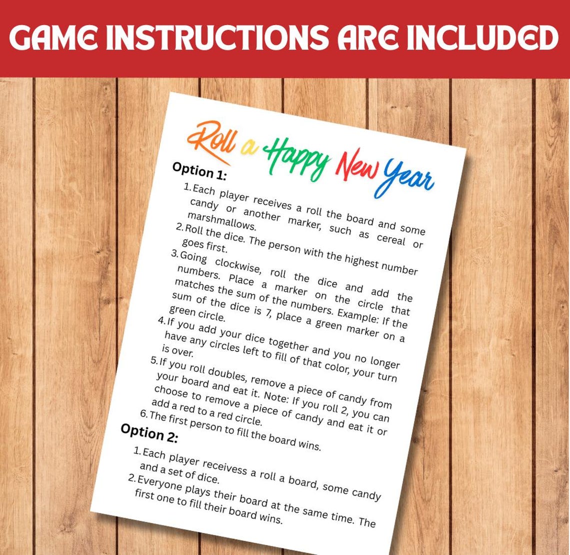 New Year 2026 Roll A Dice Game, Family Printable Activity (PDF + JPG ...