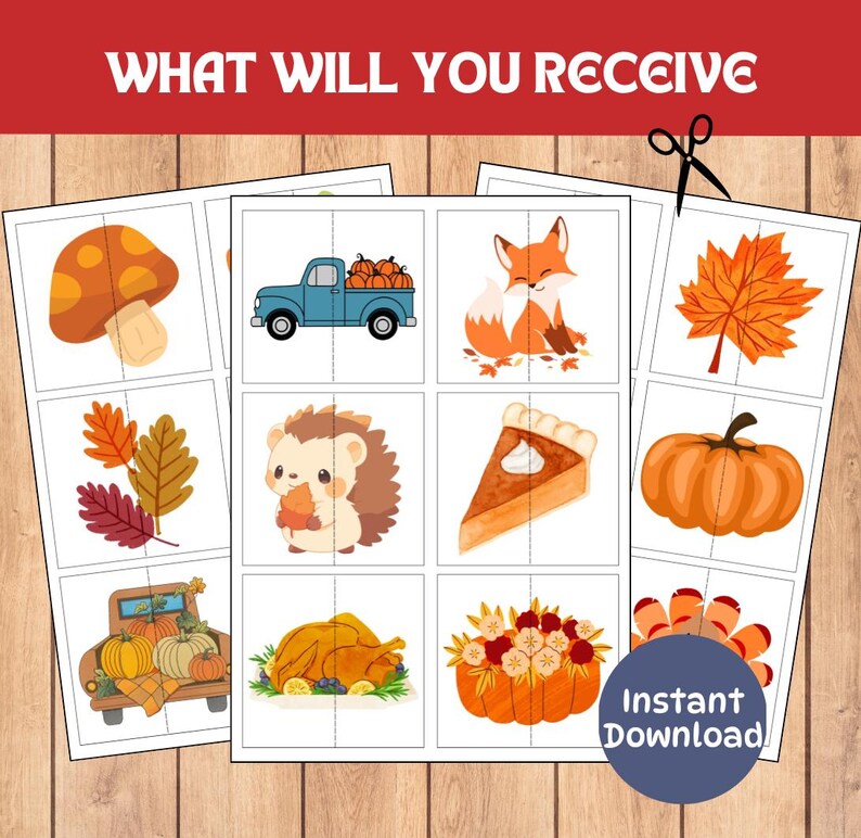 Thanksgiving Matching Game: Montessori Toddler Activity (printable PDF ...