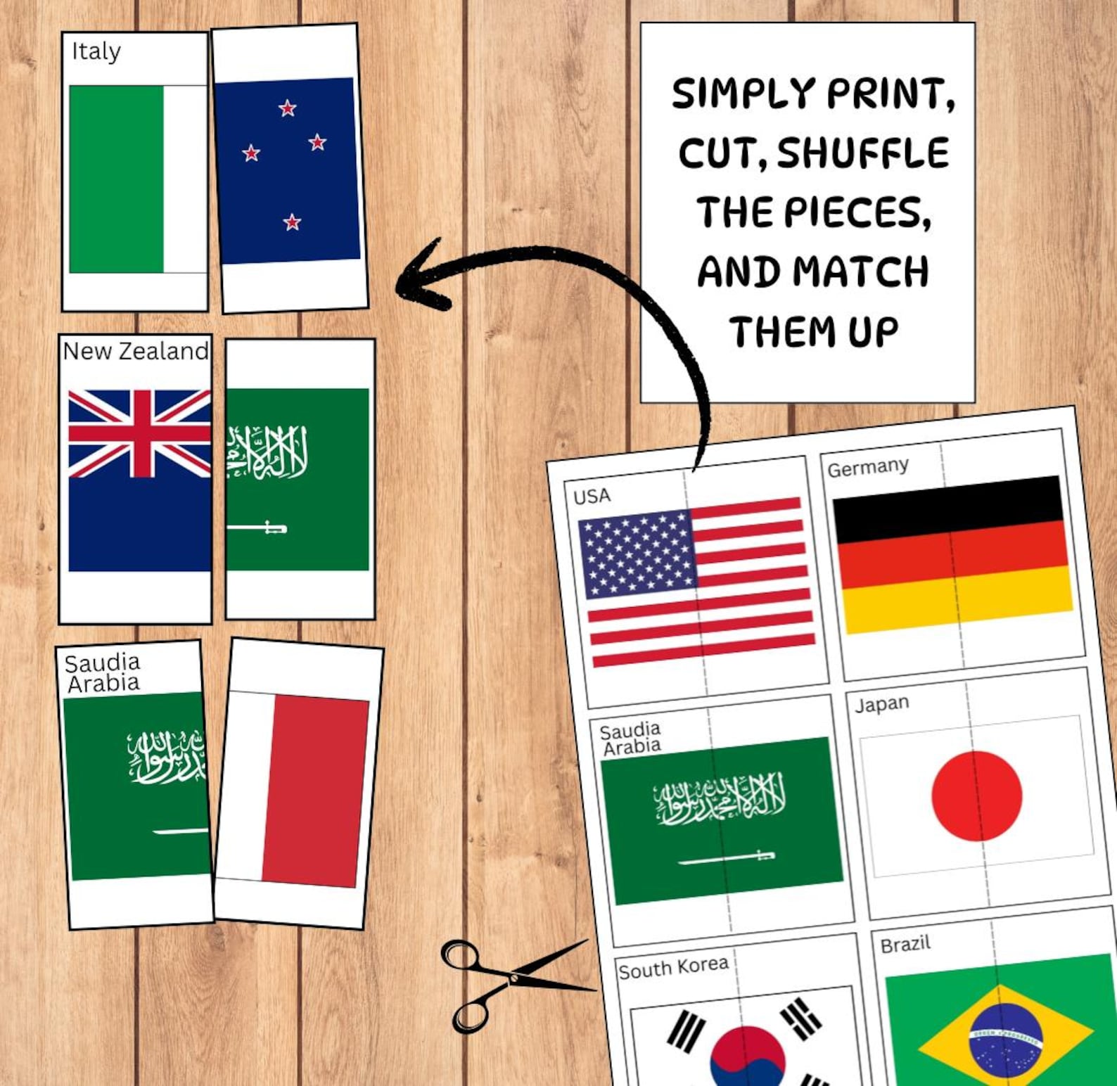 National Flags Matching Game: Montessori Geography Printable (PDF & JPG ...