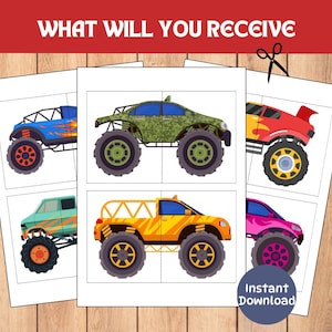 Monster Trucks Matching Game – Printable PDF & JPG | Montessori ...
