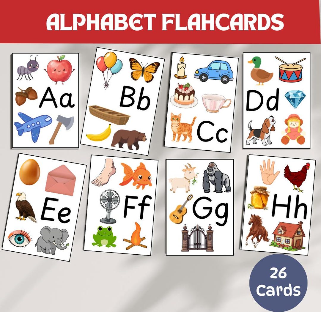 Alphabet Flashcards, Phonics Learning Activity, Montessori Toddler Game ...