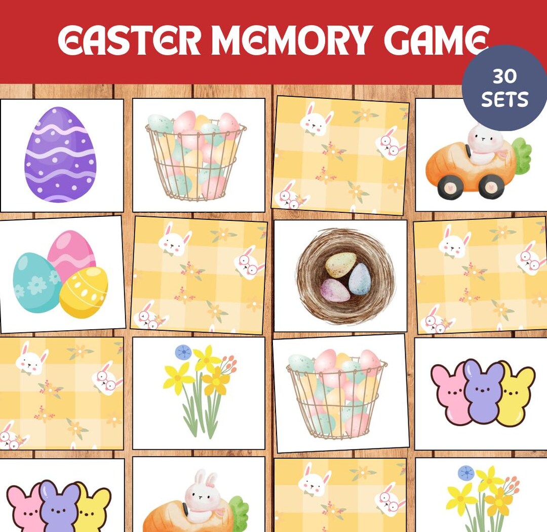 Easter Memory Matching Game, Montessori Kids Spring Activity (PDF & JPG ...