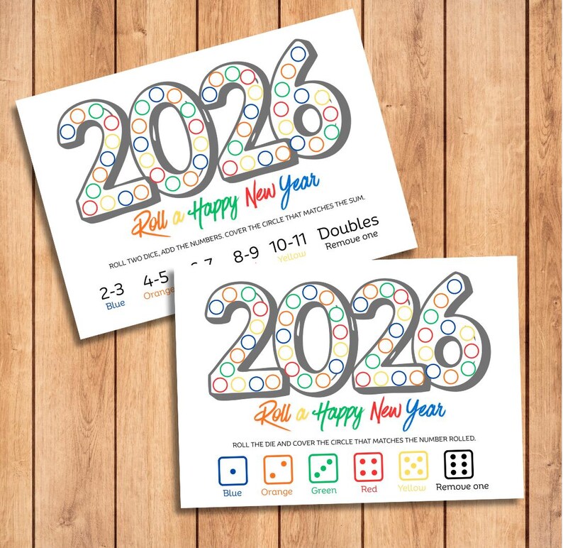 New Year 2026 Roll A Dice Game, Family Printable Activity (PDF + JPG ...