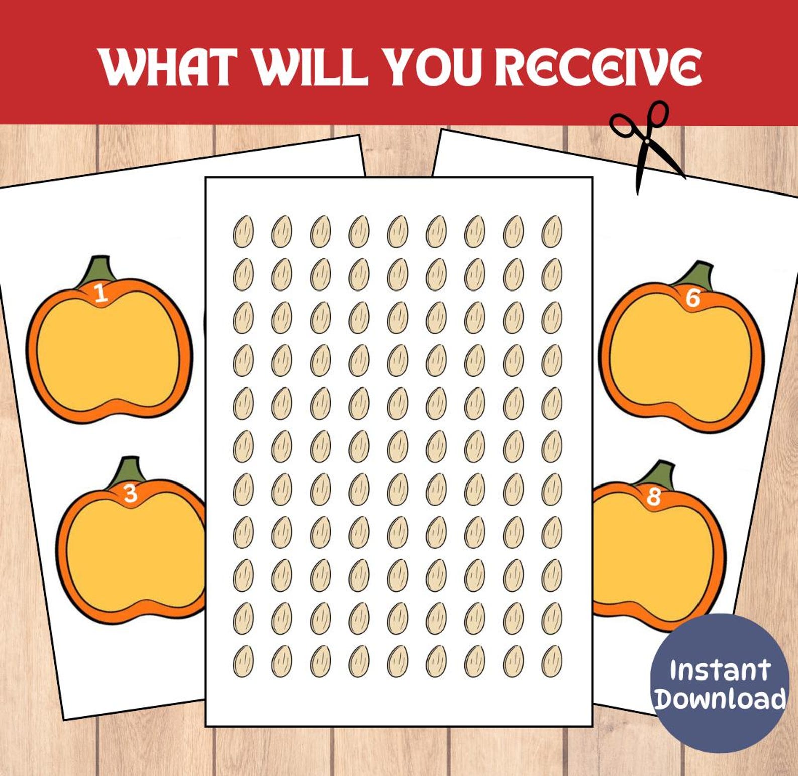 Pumpkin Seeds Counting Game: Montessori Numbers Learning (PDF & JPG) - Etsy