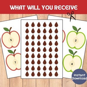 Apple Seeds Counting Game: Montessori Numbers Learning (printable PDF ...