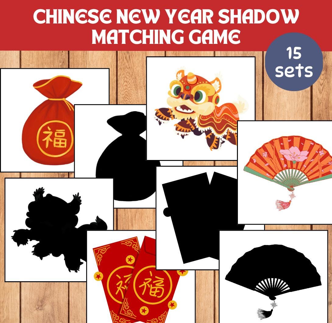 Chinese New Year Shadow Matching Game, Montessori Puzzle (PDF) - Etsy