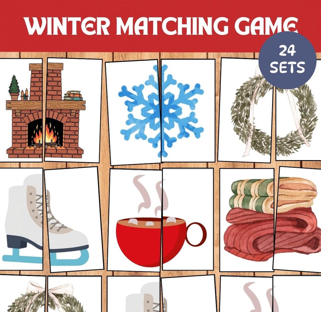 Winter Matching Game, Toddler Montessori Symmetry Puzzle (PDF Pattern ...