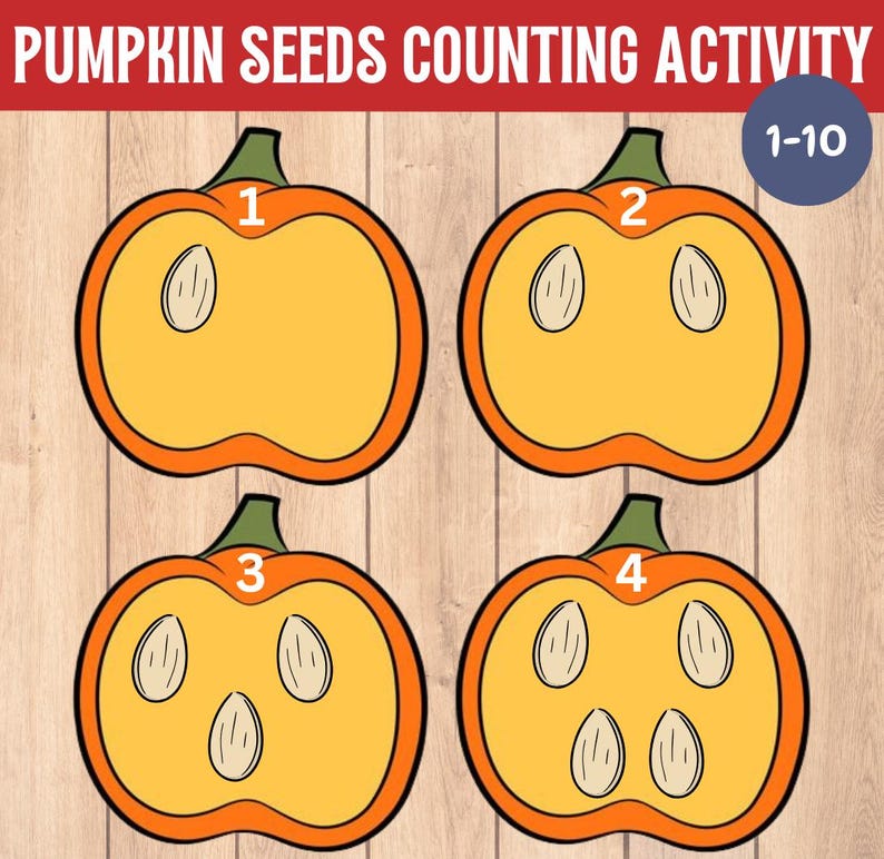 Pumpkin Seeds Counting Game: Montessori Numbers Learning (PDF & JPG) - Etsy