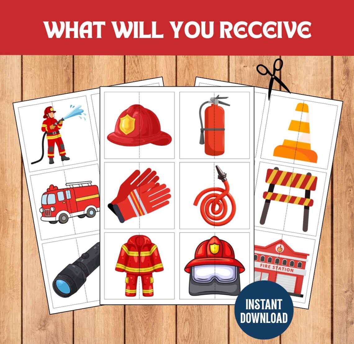 Firefighter Matching Game – Printable Learning Activity for Kids (PDF ...