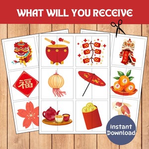 Chinese New Year Matching Game, Montessori Puzzle (PDF & JPG) - Etsy